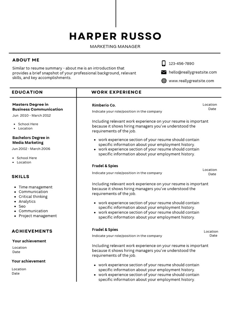 Template CV 7 | PDF | Résumé | Business Documents