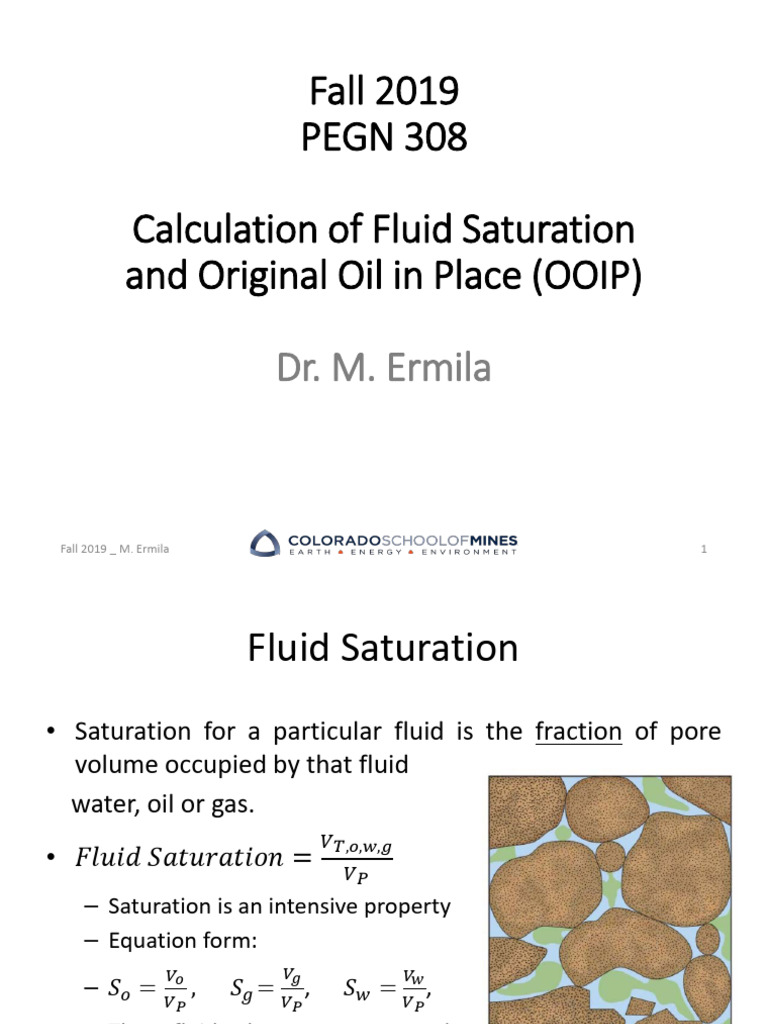 2-Fluid Saturation and OOIP | PDF | Petroleum Reservoir | Porosity