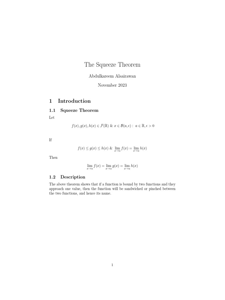 The Squeeze Theorem | PDF | Trigonometric Functions | Mathematical Analysis