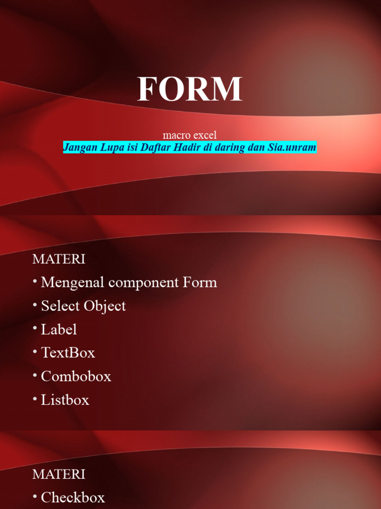 Excel Macro Form Components Guide | PDF