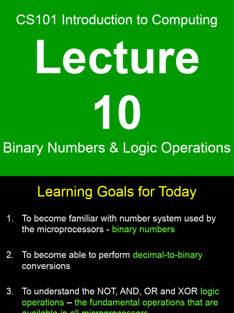 Lecture 10 Binary Numbers | PDF | Arithmetic | Numbers