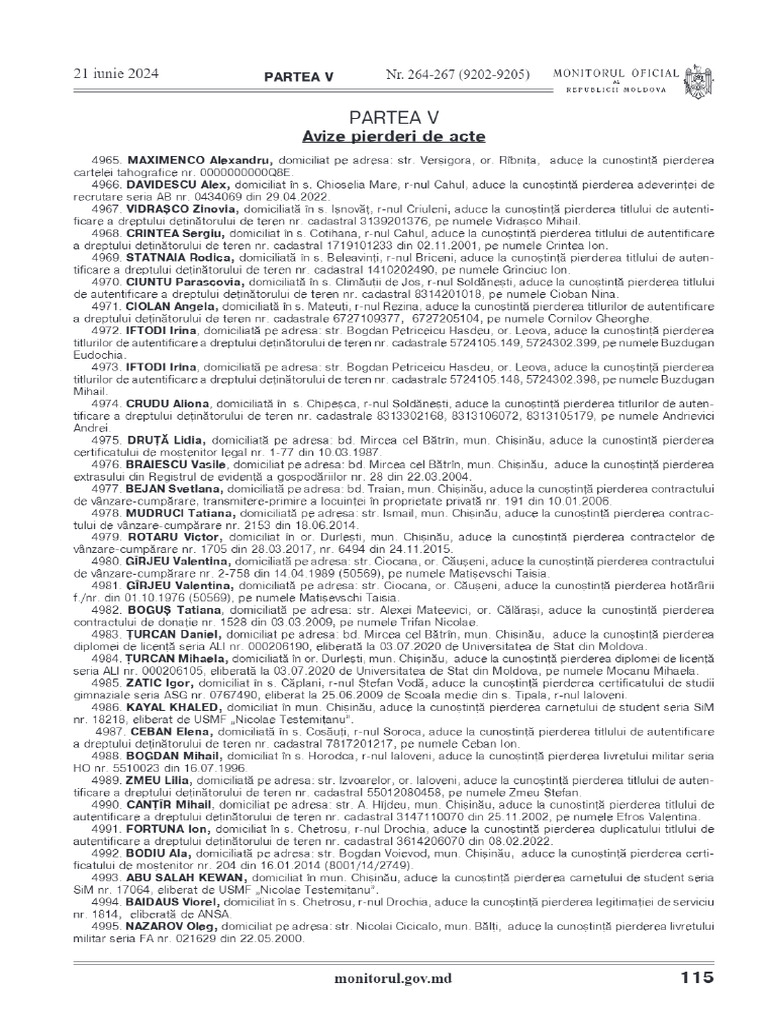 Monitorul Oficial Nr. 264-267 PDF | PDF