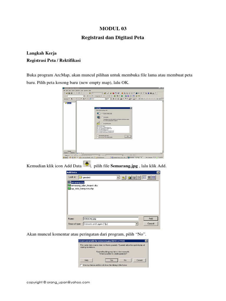 Registrasi dan Digitasi Peta di ArcMap | PDF | Metode & Bahan Ajar | Komputer