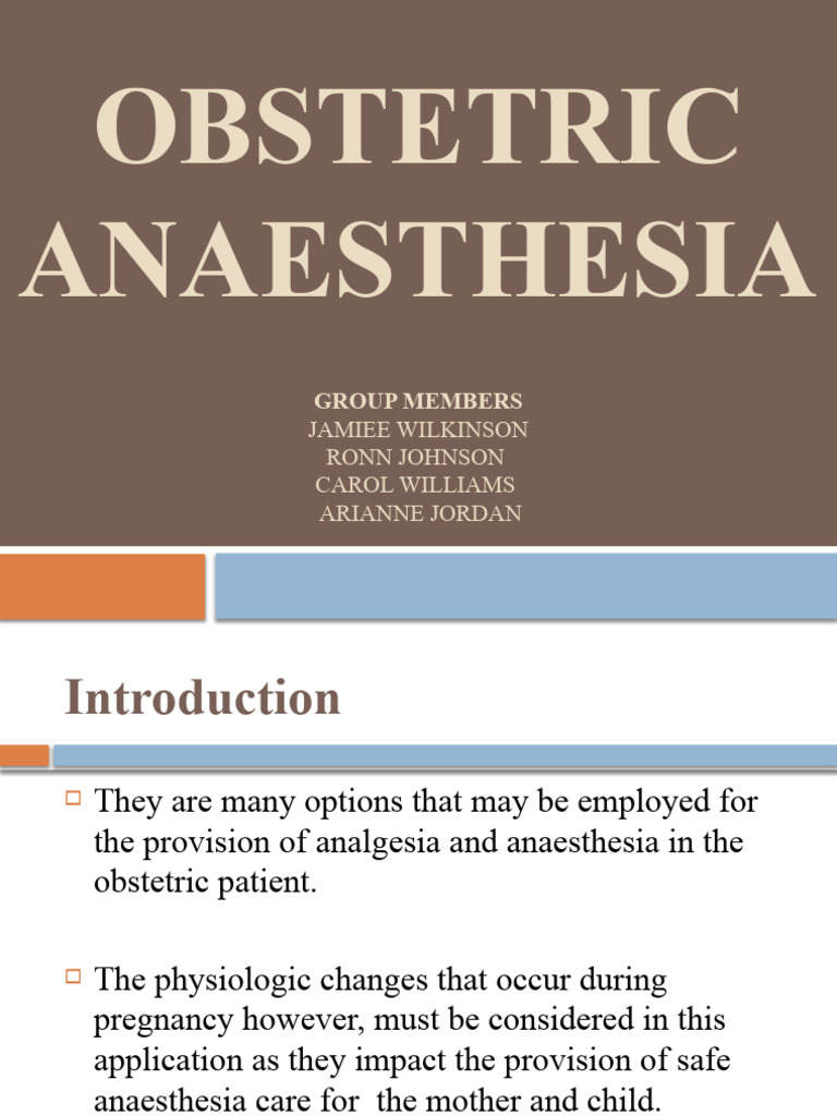 Obstetric Anaesthesia FINAL - Ronn Version | PDF | Anesthesia | Childbirth