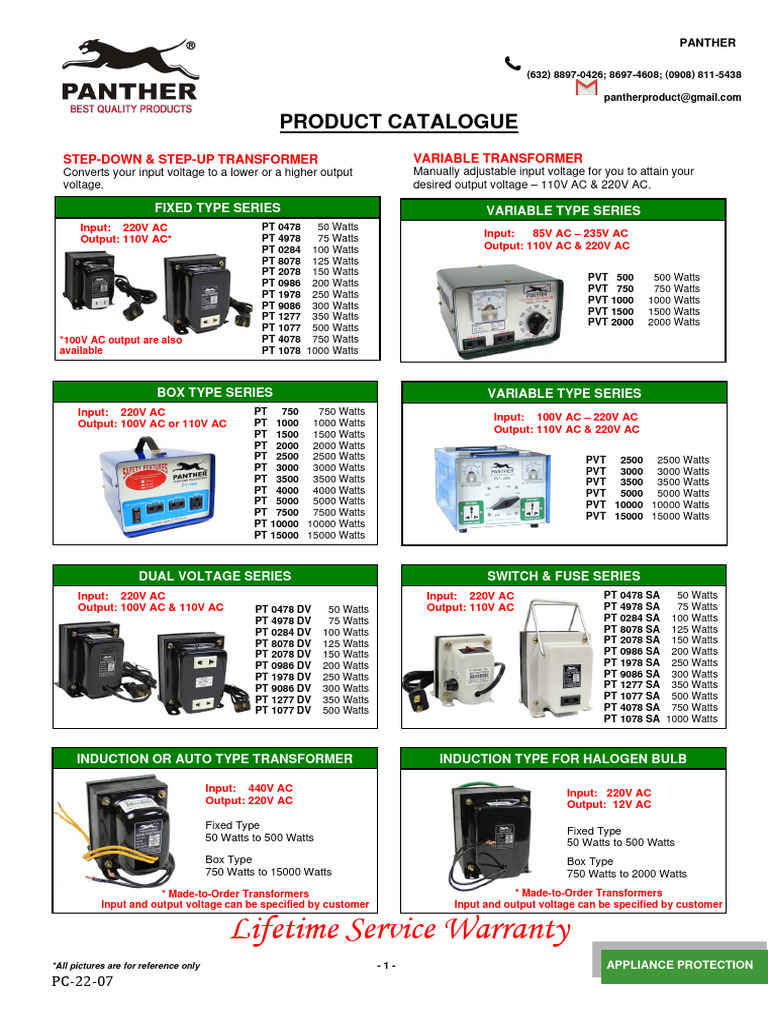 Panther Voltage Transformer Catalog | PDF | Mains Electricity | Power ...