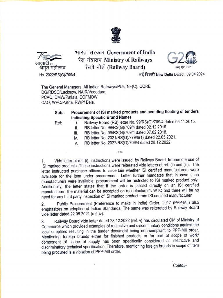 ISI marked RB Letters | PDF | Rail Transport | Government Of India