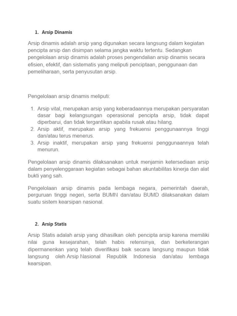 Arsip Dinamis & Arsip Statis 1 | PDF
