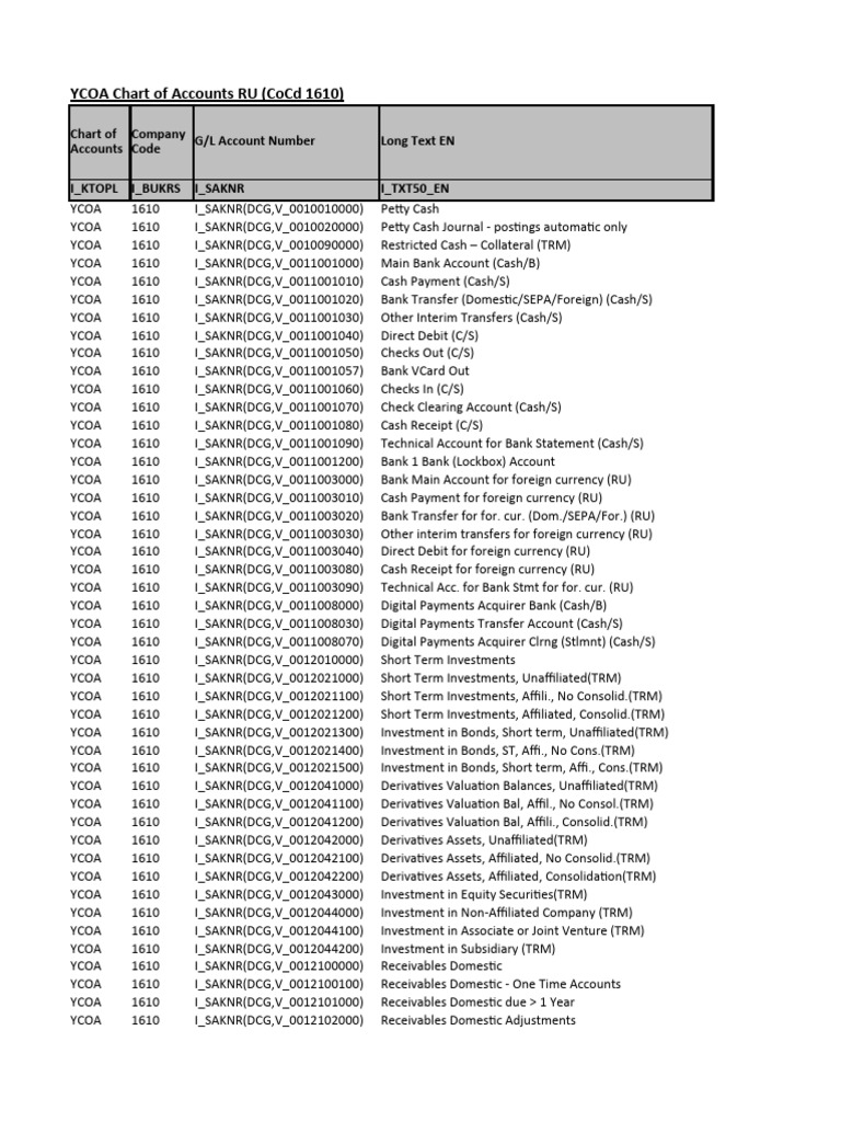BP OP ENTPR 2023 Account Master Data For YCOA RU | PDF | Accounts ...