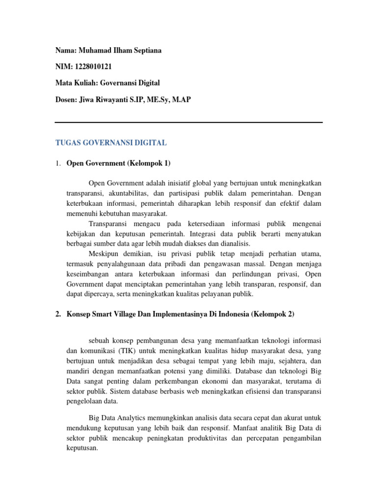 Muhamad Ilham Septiana - 1228010121 - Governansi Digital - 4B | PDF