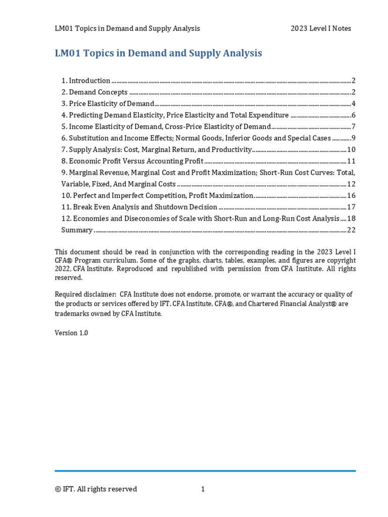 Economics Study Notes | PDF | Elasticity (Economics) | Demand