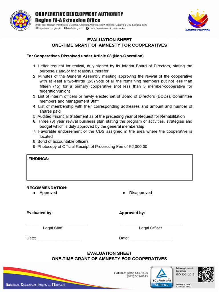 Checklist For Amnesty Program For Legal Section | PDF | Board Of ...