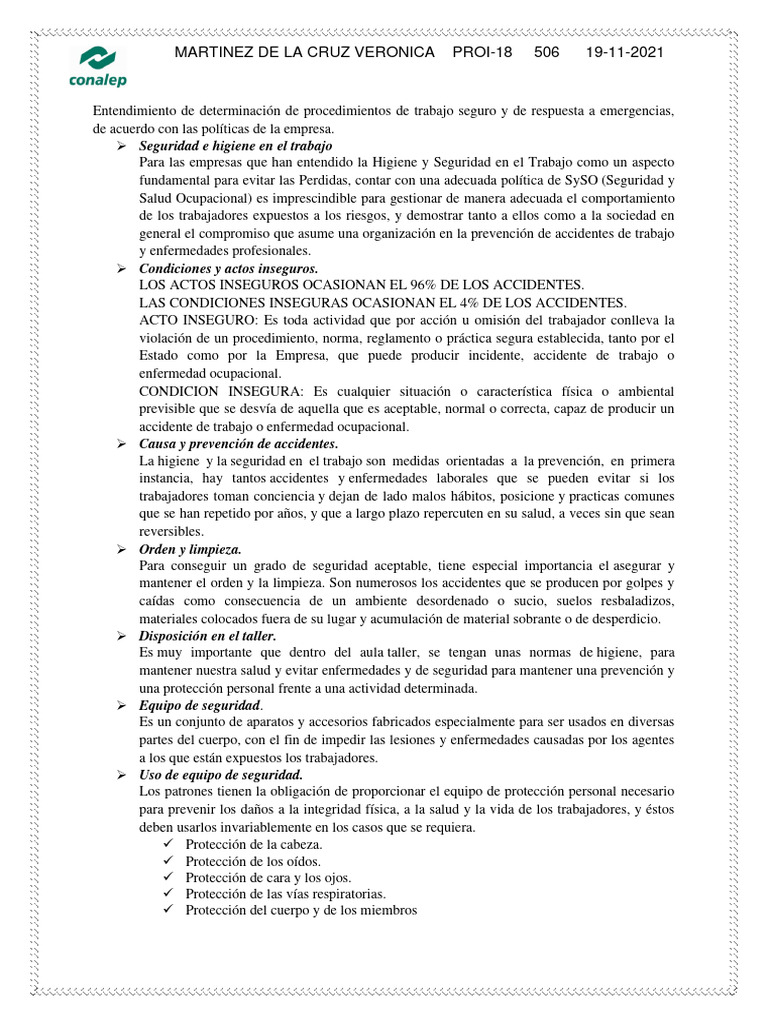 Procedimientos de trabajo seguro | PDF | Seguridad y salud ocupacional Procedimientos de trabajo seguro | PDF | Seguridad y salud ocupacional