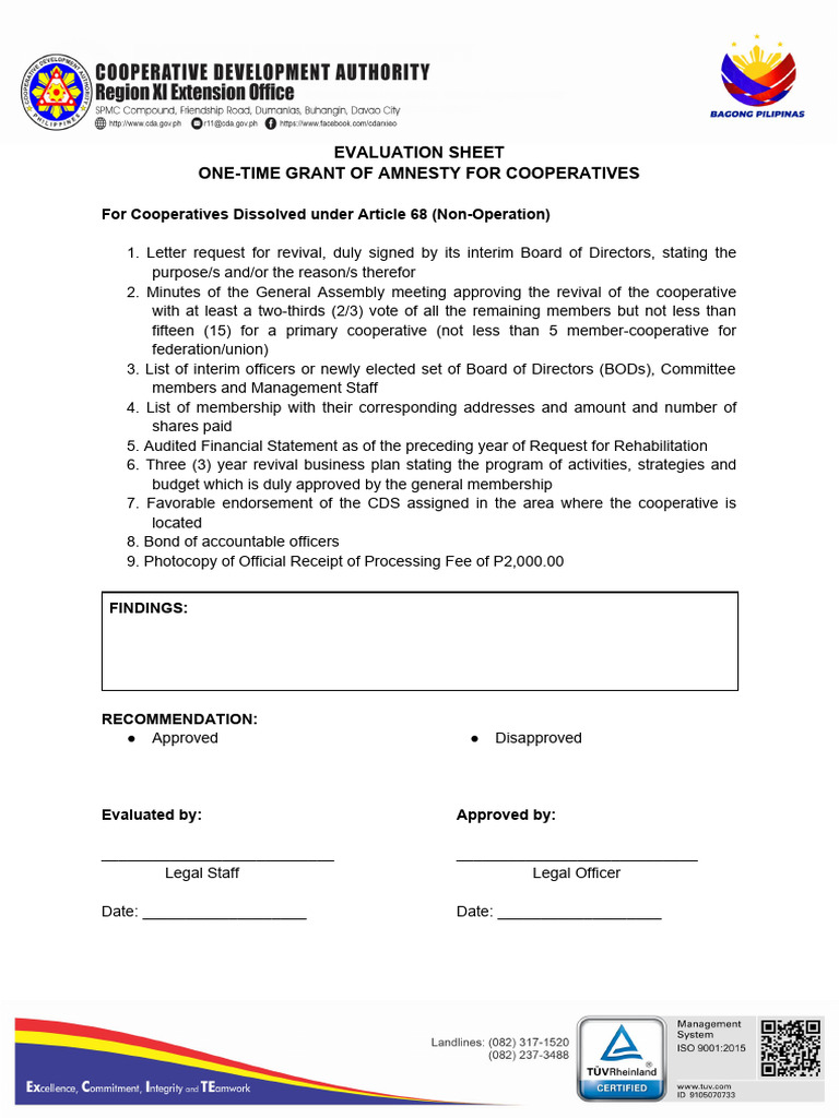 Checklist For Amnesty Program For Legal Section NEW | PDF | Board Of ...