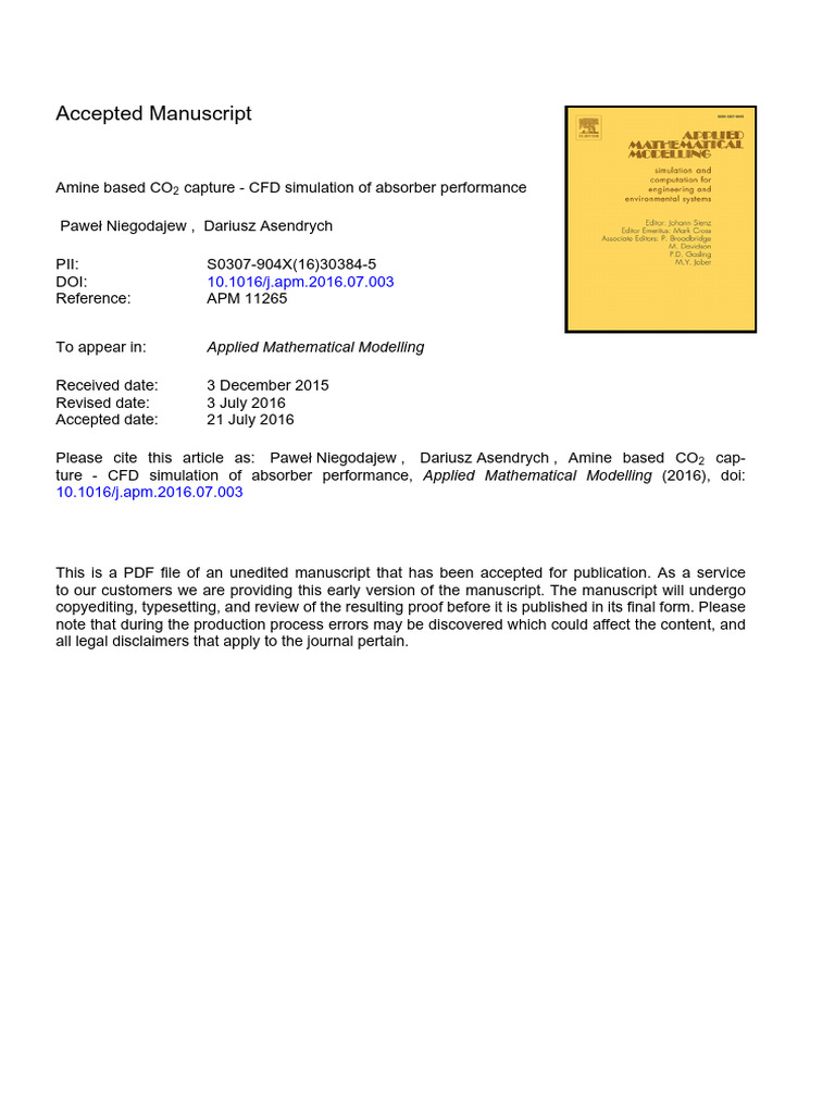 Chemical Absorption | PDF | Fluid Dynamics | Carbon Dioxide
