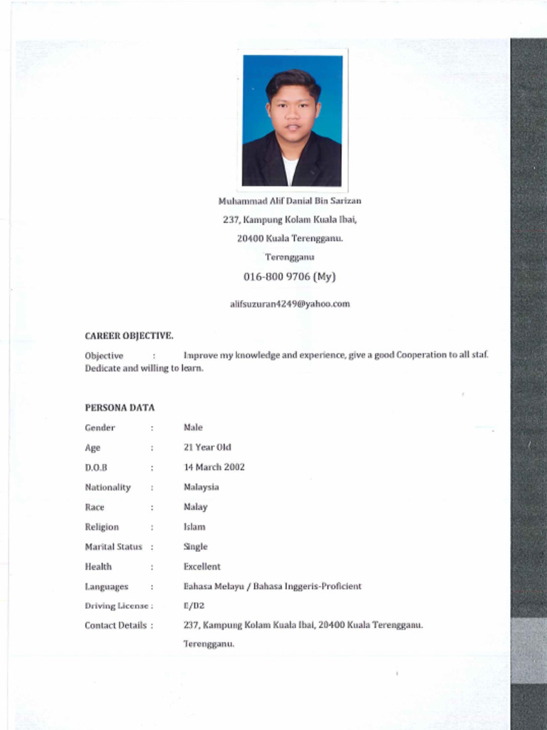 Resume Alif Danial | PDF