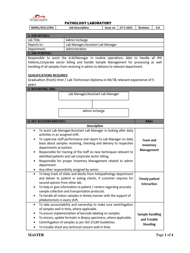 Admin Incharge | Download Free PDF | Laboratories | Histopathology