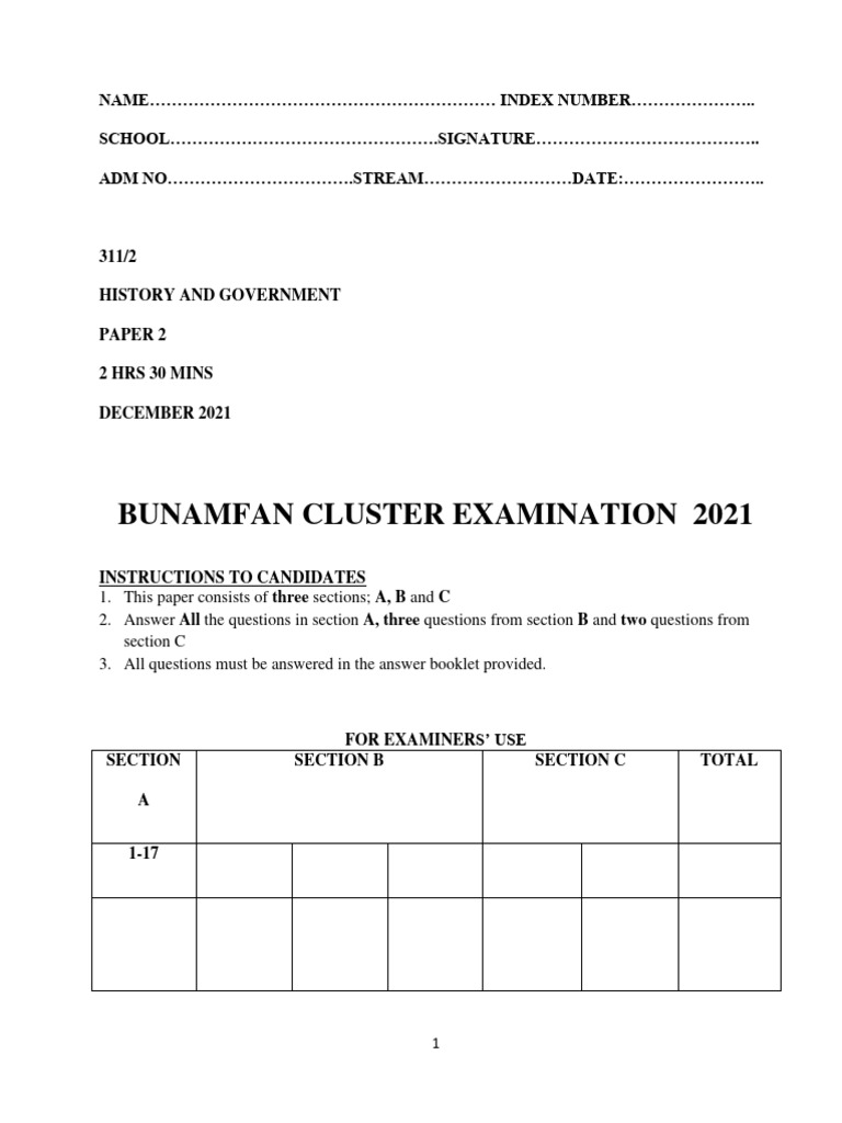 History and Governement Paper 2 Questions Model20012023004 | PDF