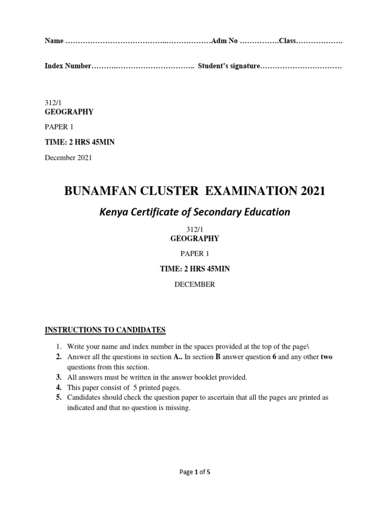 Geography Paper 1 Questions Model20012023004 | PDF | Oceans | Coast