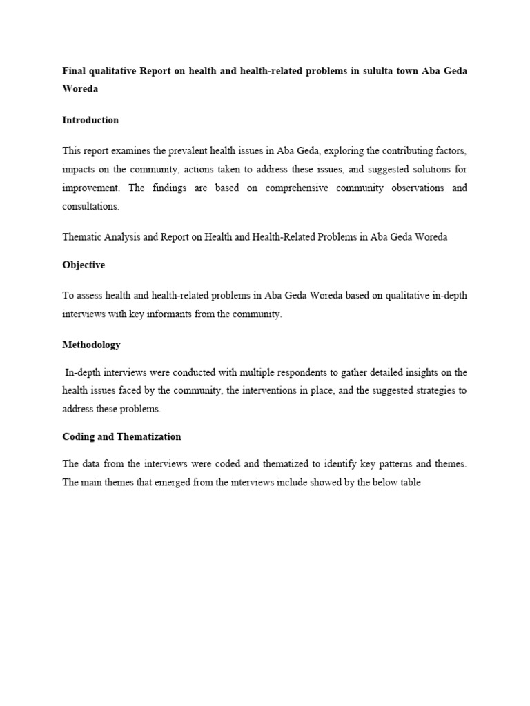 Final qualitative Report | Download Free PDF | Preventive Healthcare ...
