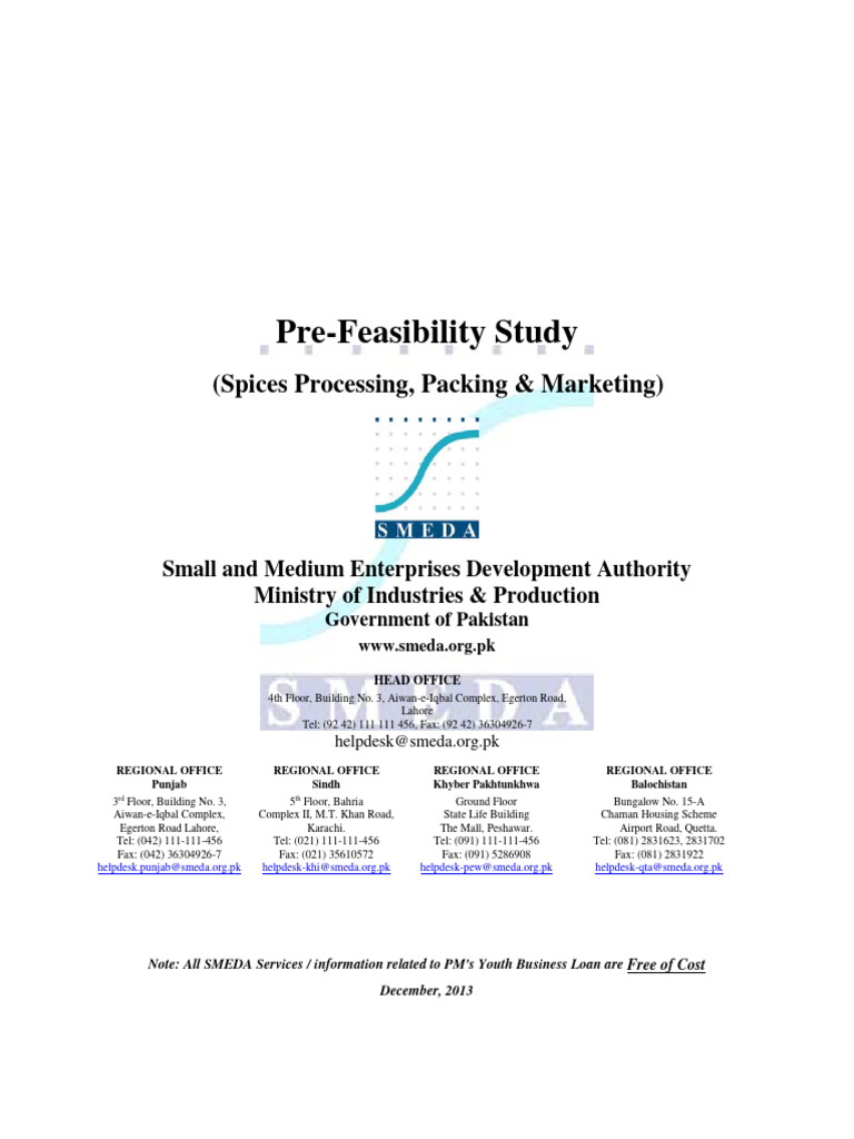 Spices Processing Pre-Feasibility Study | PDF | Expense | Net Income
