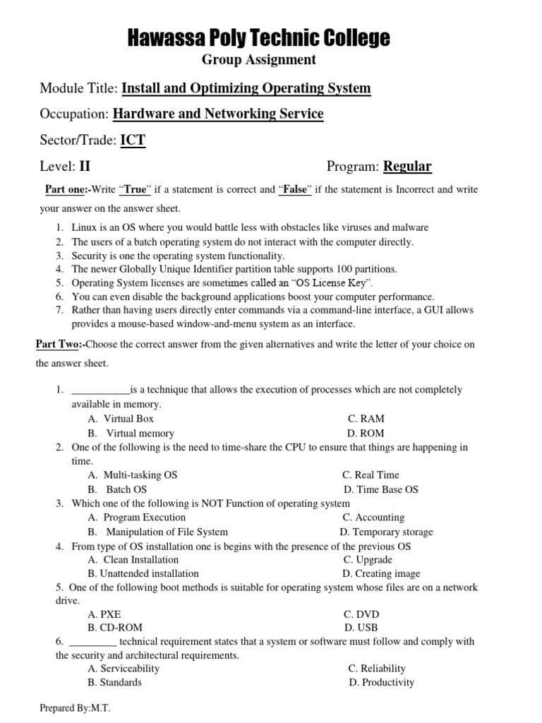 Assignment For Install OS HNS L-II Re 2016 | PDF | Operating System ...