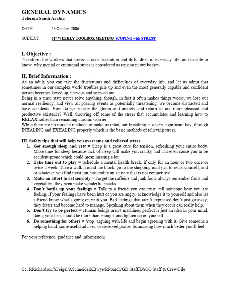 Safety - Coping With Stress | PDF | Stress (Biology) | Psychology