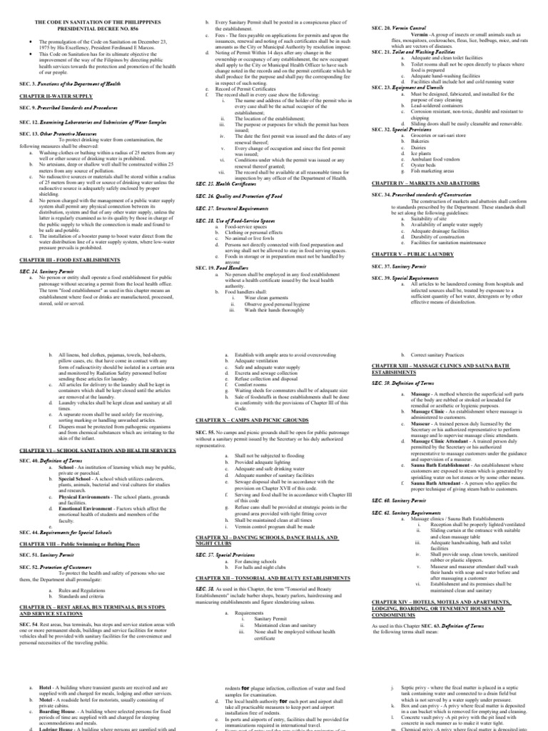 The Code On Sanitation | PDF | Sanitation | Septic Tank