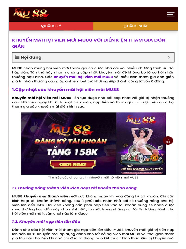 Khuyen Mai Hoi Vien Moi Mu88 | PDF