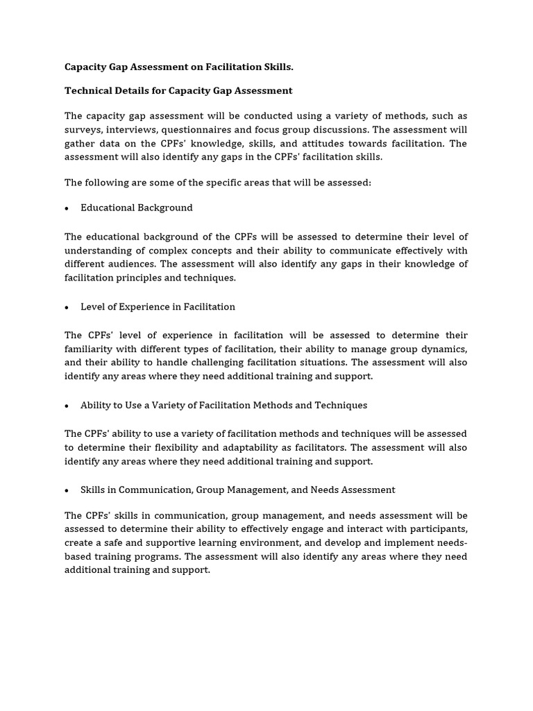 Facilitation Skills Capacity Gap Assessment | PDF | Needs Assessment ...