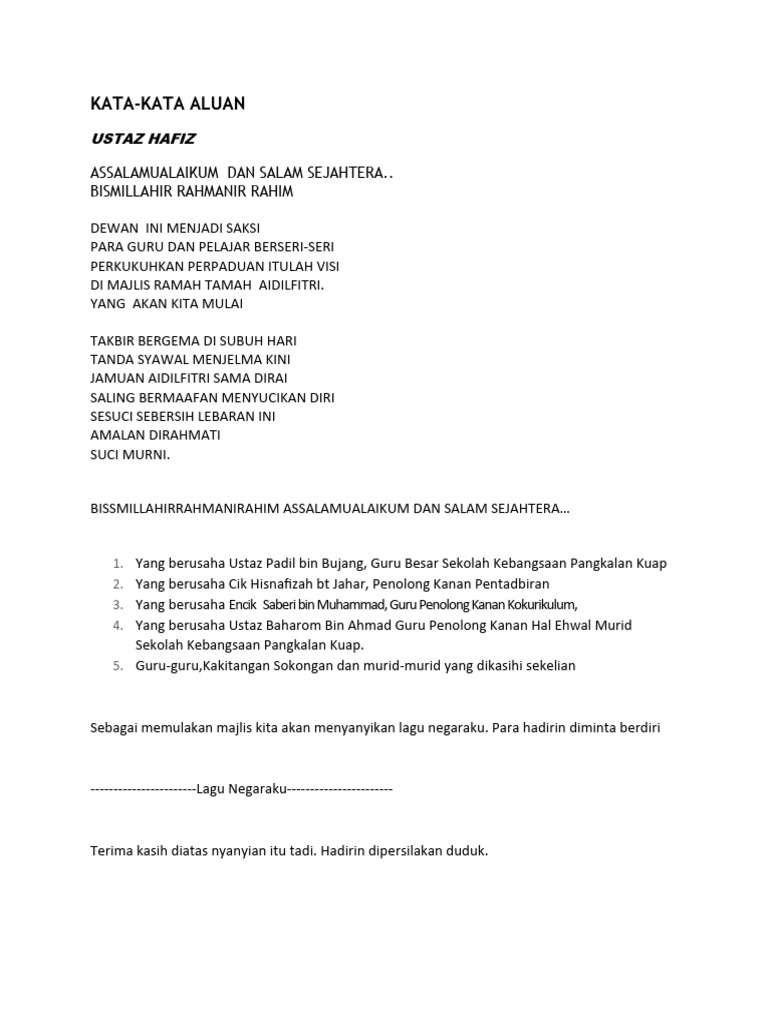 MC Majlis Ramah Tamah Aidilfitri | PDF MC Majlis Ramah Tamah Aidilfitri | PDF