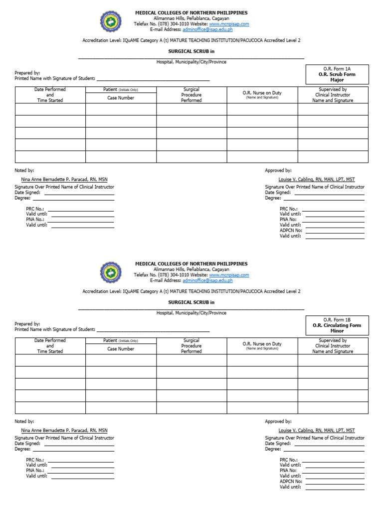 PRC-Forms-RLE-Cases-1 | Download Free PDF | Nursing | Medicine