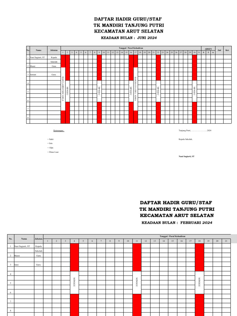 Format Absen Guru | PDF