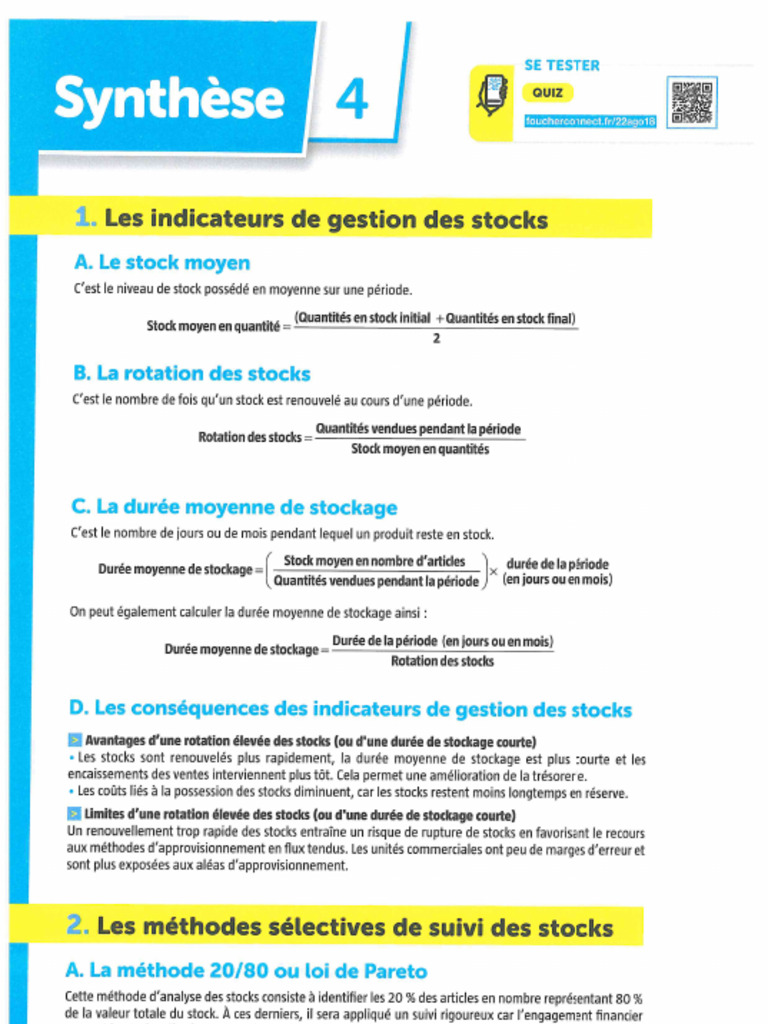 Chap 4 - Assurer La Gestion Éco Stock - Synthèse | PDF