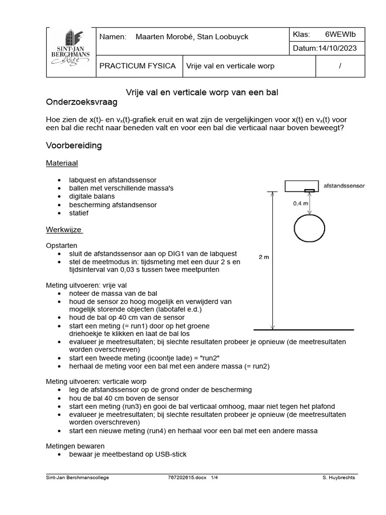 Practicum Vrije Val en Verticale Worp | PDF