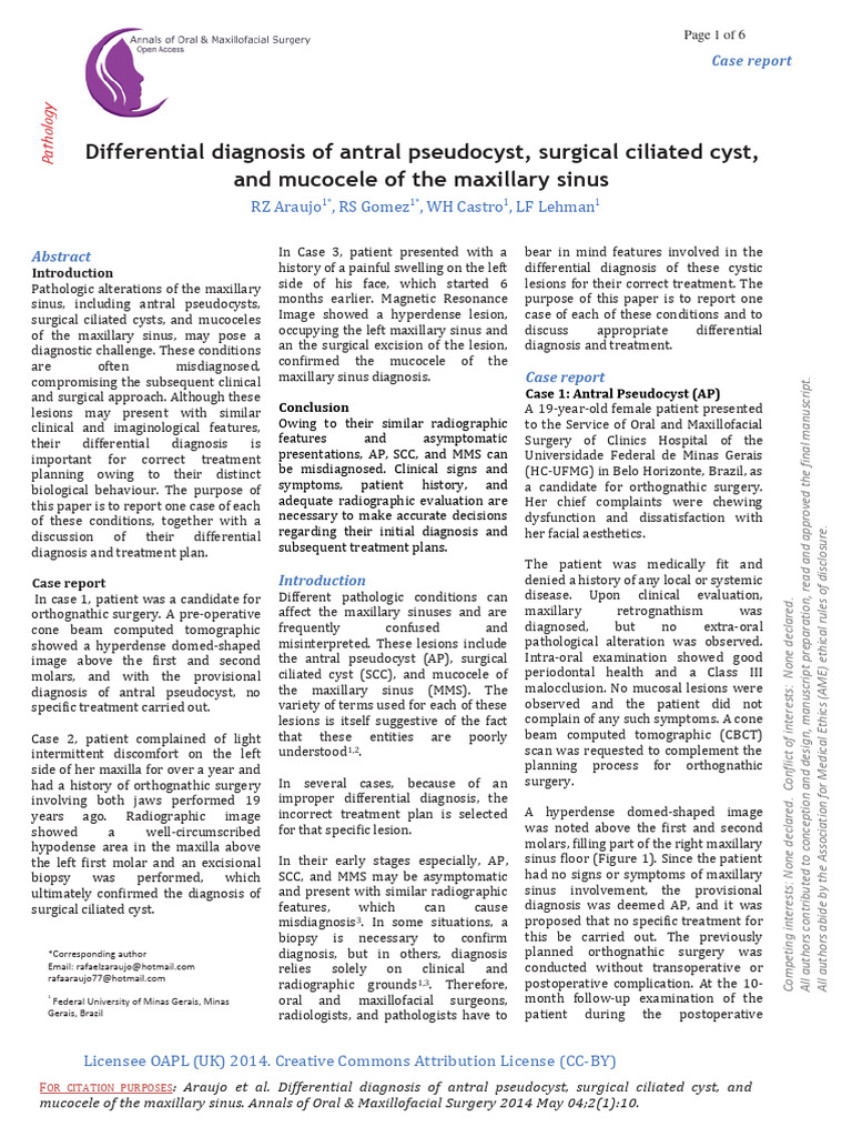 Differential Diagnosis of Antral Pseudocyst, Surgical Ciliated Cyst ...
