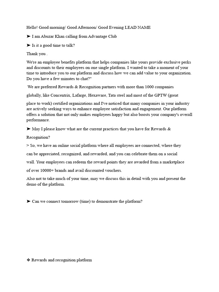 Phone Call Pitch | PDF Phone Call Pitch | PDF