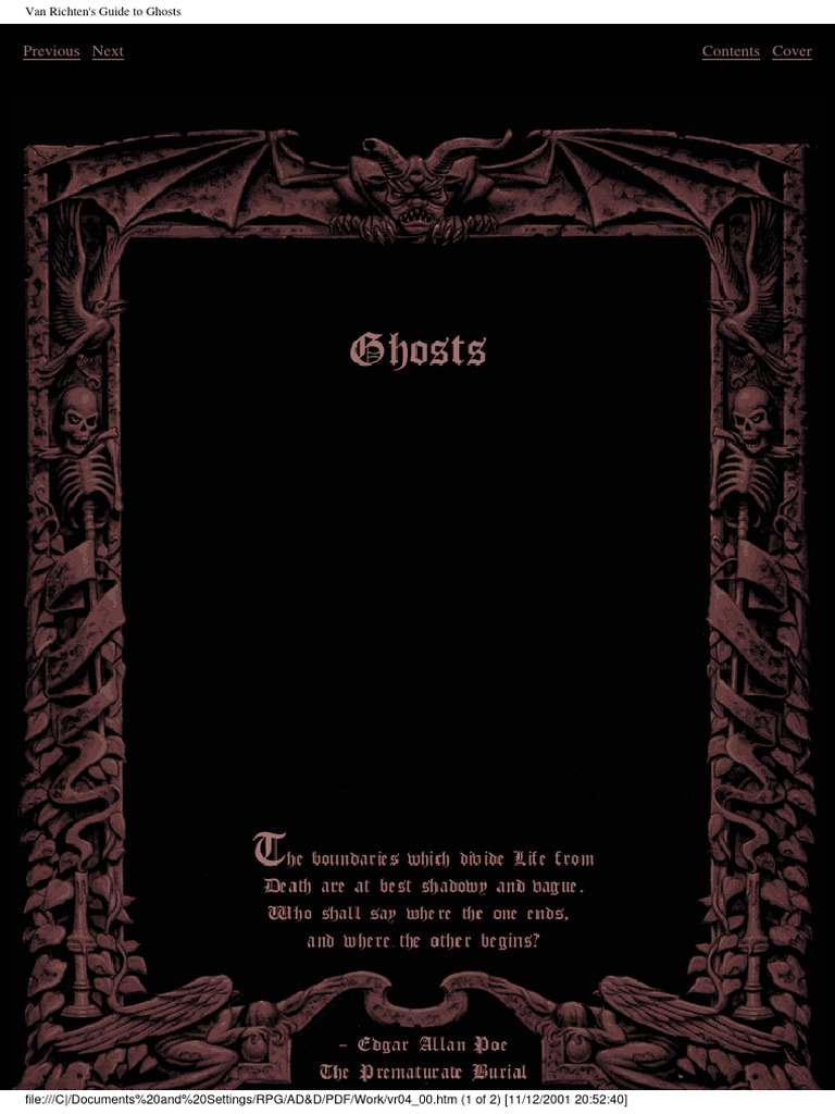 AD&D 2nd Ed tsr9355 Ravenloft RR5 Van Richtens Guide To Ghosts HTML | PDF | Ghosts | Vampires