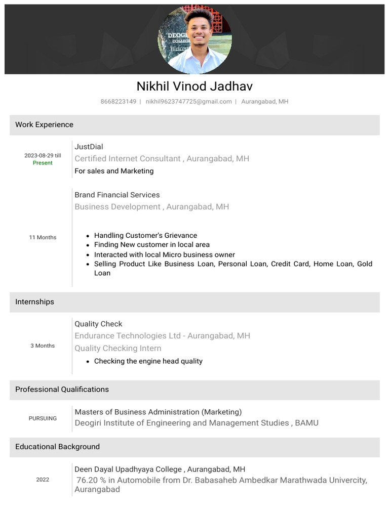 Nikhil Vinod Jadhav-BDM (Onama) | PDF