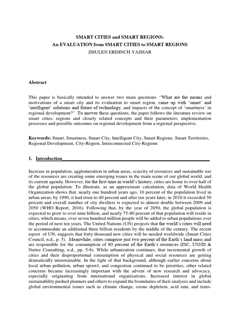 Smart Cities and Smart Regions An Evalua | PDF