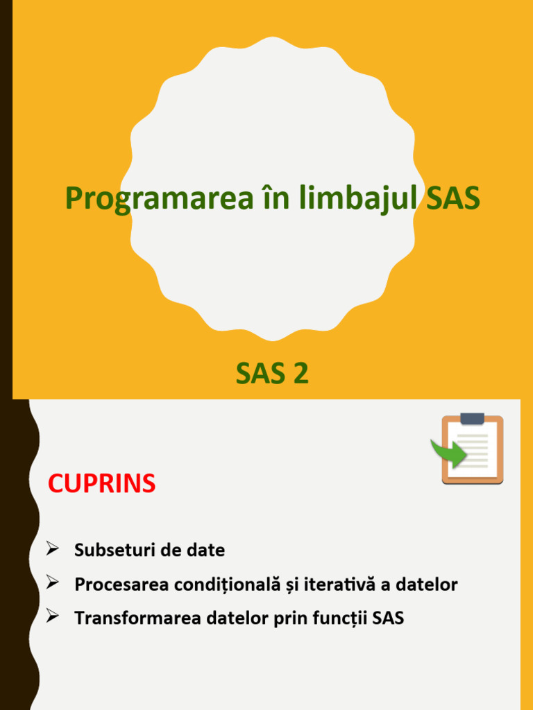 Programarea in Limbajul SAS 2 - Ref | PDF