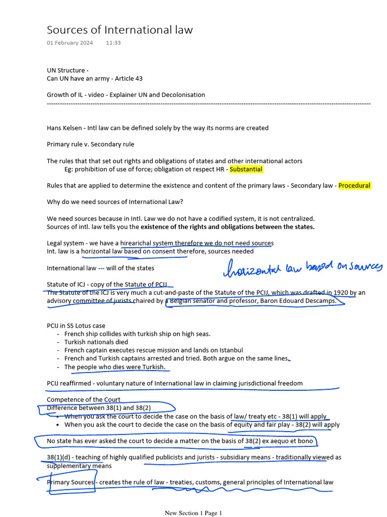2.1 Sources of International Law - Pranav | PDF | International Law | Treaty