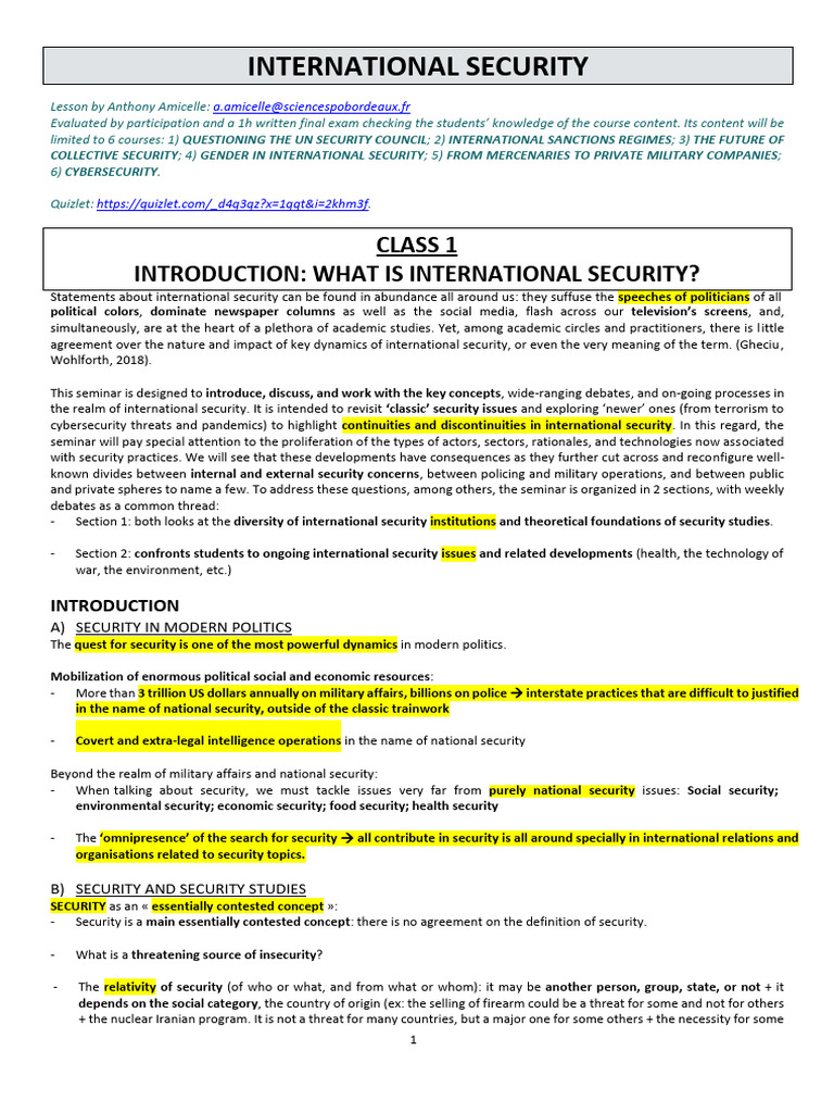 Copie de International Security | PDF | Nuclear Proliferation | Responsibility To Protect