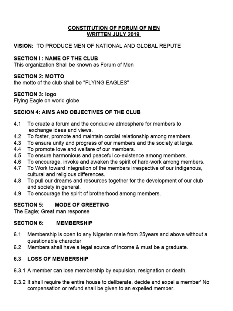 Constitution of Furum of Men | Download Free PDF | Presidents Of The ...