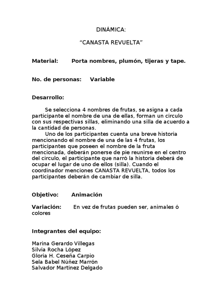 Dinamica Canasta Revuelta | PDF