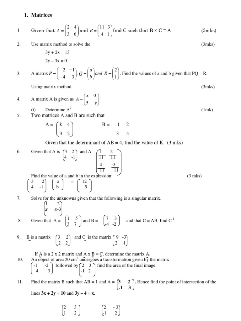 Matrices Q | PDF | Matrix (Mathematics) | Determinant