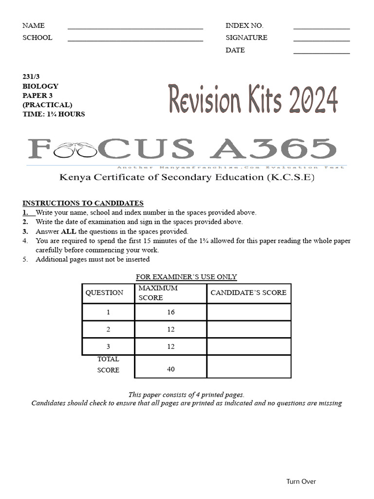 Biork20240419 Kcse Mocks Biology Paper 3 Revision Kits Pdf Vertebra