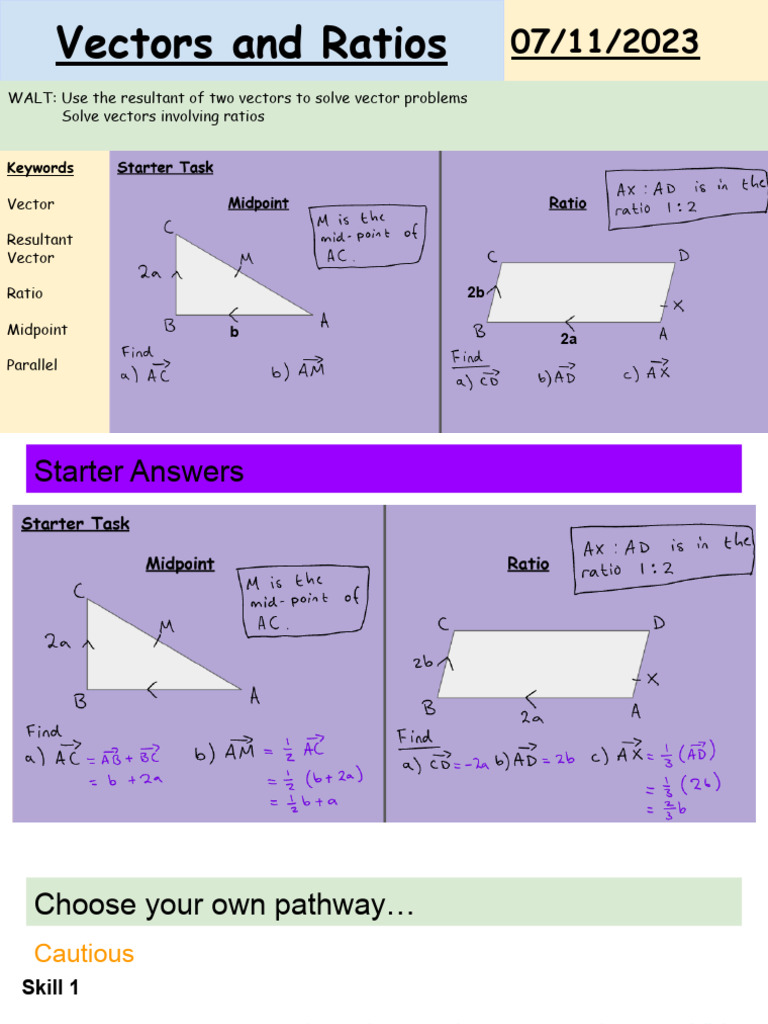 Y11 - Vectors and Ratios Tuesday | PDF