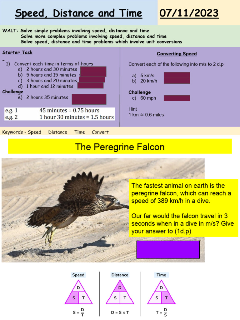 Y10 Tuesday - Speed, Distance and Time | PDF | Teaching Methods ...