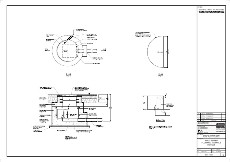 SD 8-4-225 Rev 3 Foul Sewer Flushing Manhole Details | PDF