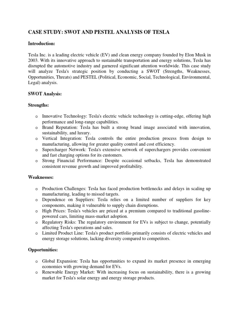 Case Study - Tesla | PDF | Electric Vehicle | Sustainability